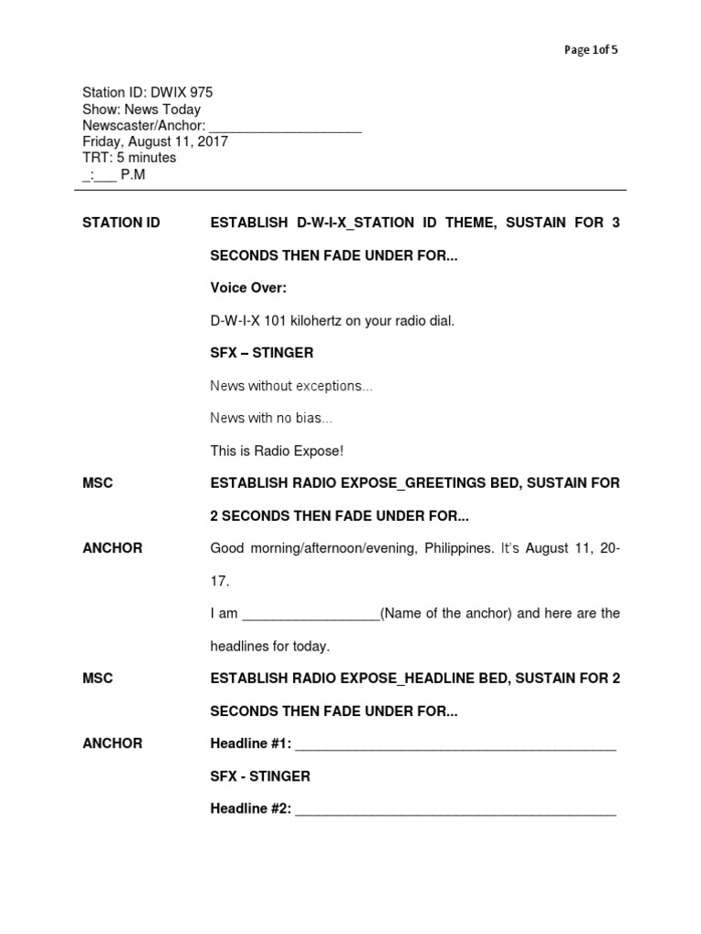 Script Template (English) | PDF | Television Programs | Television ...