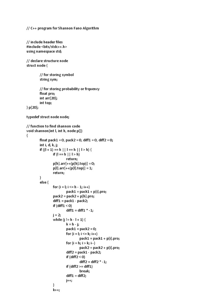 Sanon Fano Coding | PDF | Object Oriented Programming | Algorithms