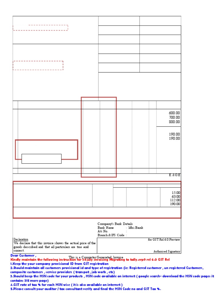 GST Tally Invoice Format Final | PDF | Invoice | Taxes