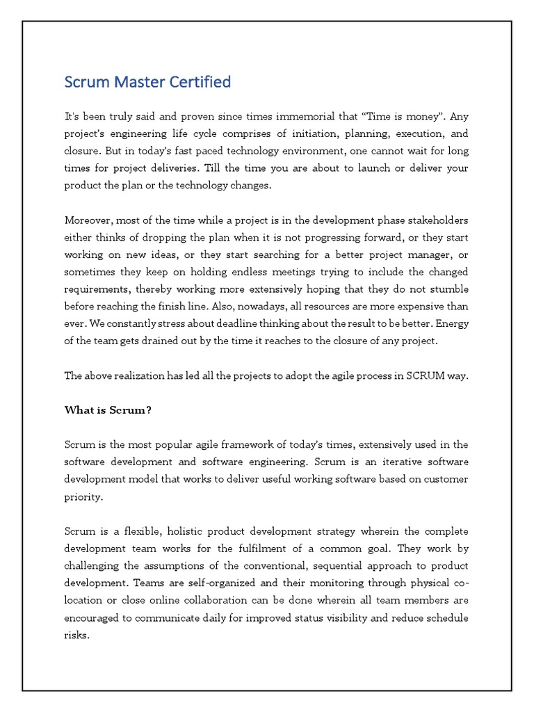 Scrum Master Certified | PDF | Scrum (Software Development) | Agile ...