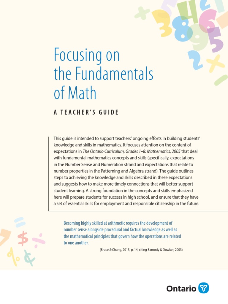 Focusing On The Fundamentals of Math: A Teacher'S Guide | PDF ...