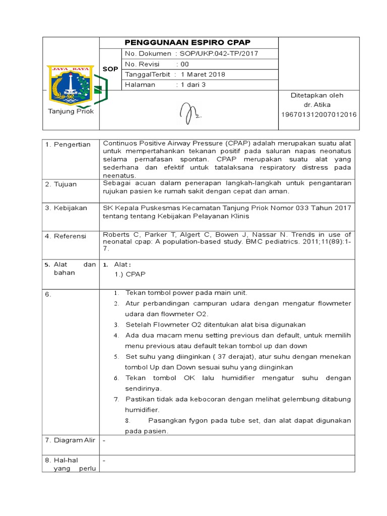 SOP Penggunaan CPAP pada Bayi Neonatus | PDF