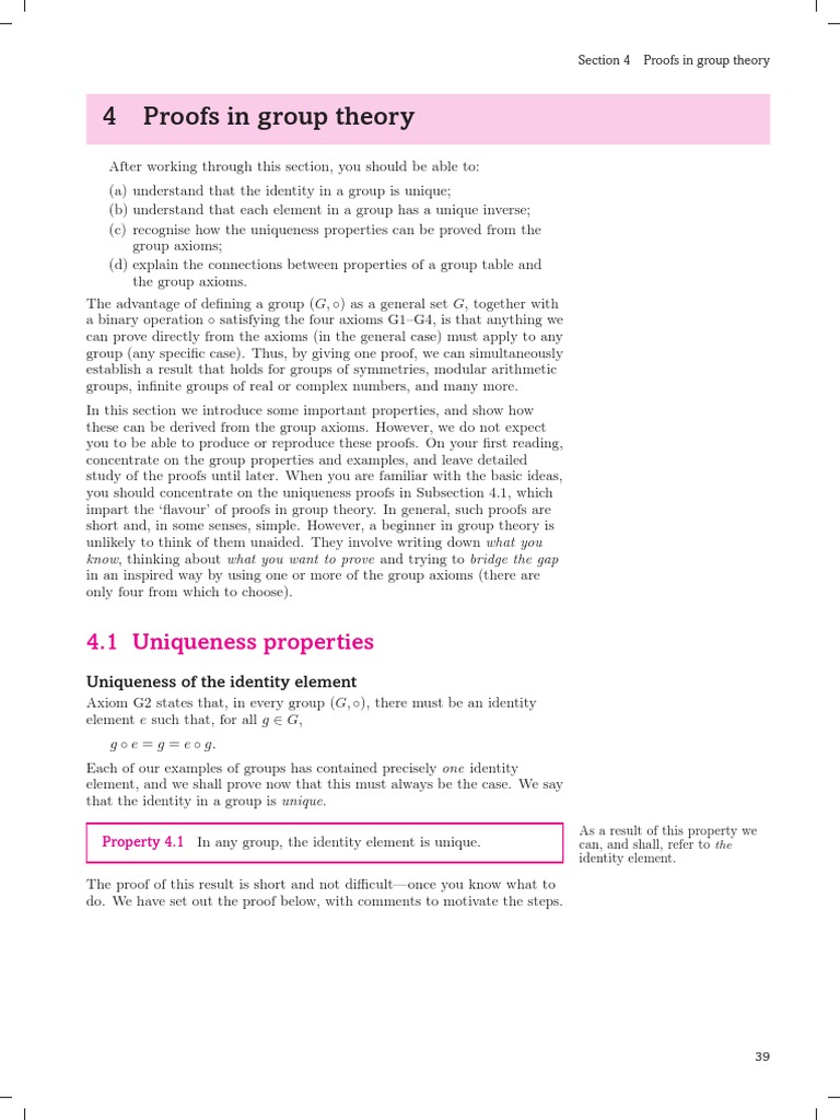Proogs in Group Theory | PDF | Group (Mathematics) | Mathematical Proof
