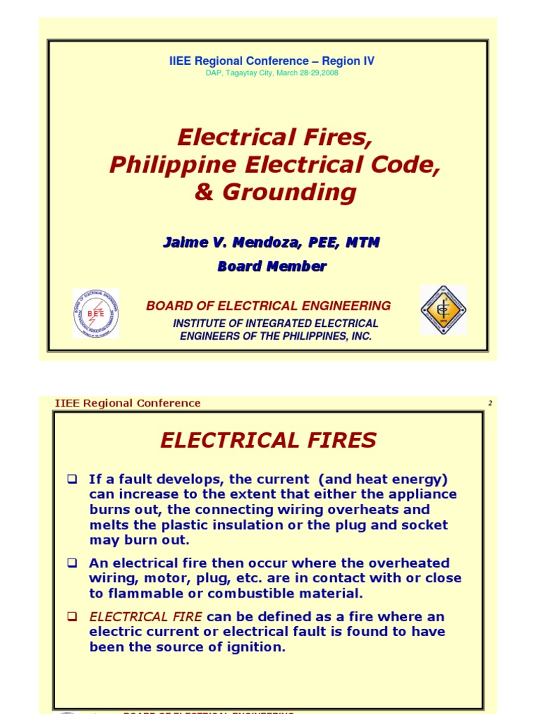 Electrical Fires, PEC & Grounding | PDF | Electrical Wiring | Power ...