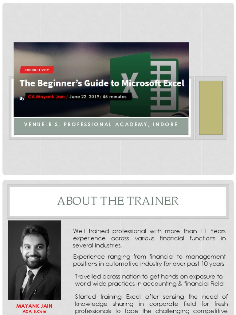 Excel Beginners Guide | PDF | Microsoft Excel | Spreadsheet