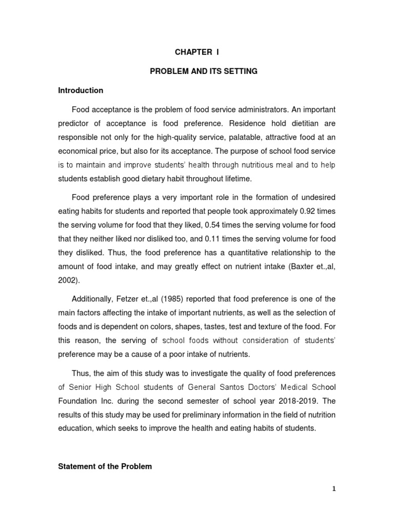 Food Preferences of Senior High Students | PDF | Foods | Adolescence