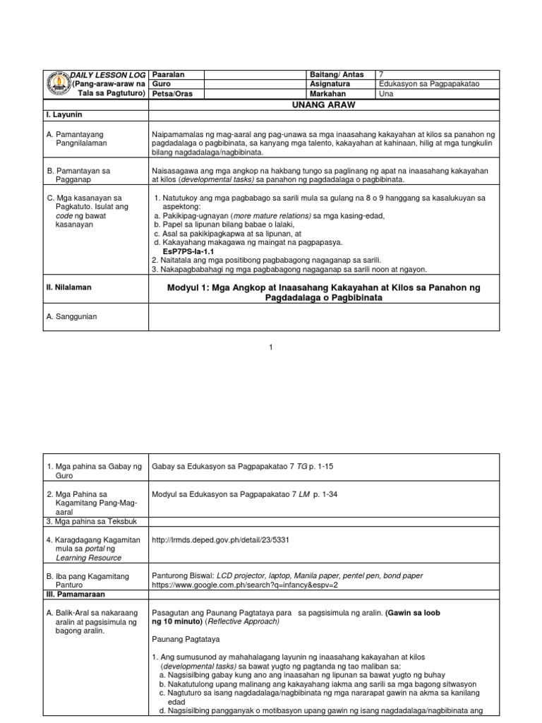 EsP-DLL-7-Module 1 | PDF