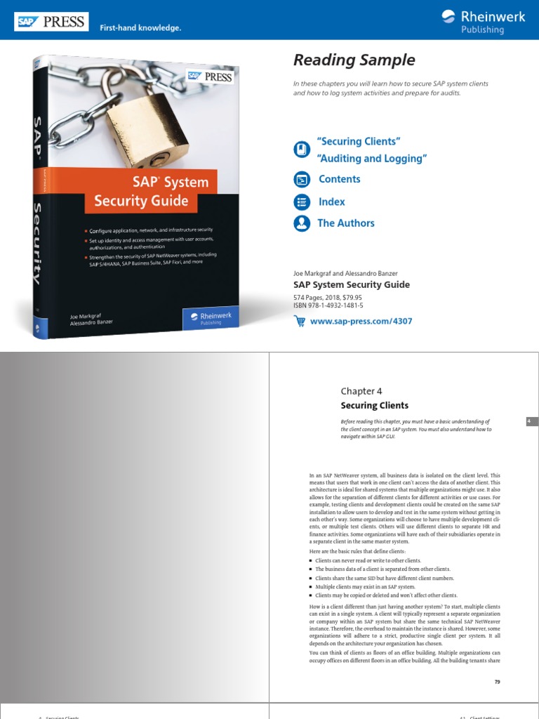 Reading Sample Sappress 1481 Sap System Security Guide | PDF | Audit | File System