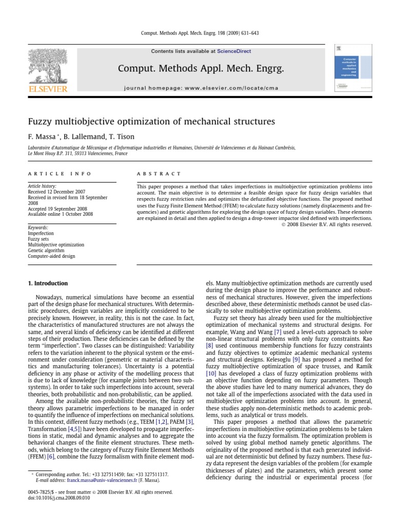 Fuzzy Multiobjective Optimization of Mechanical Structures | PDF ... Fuzzy Multiobjective Optimization of Mechanical Structures | PDF ...