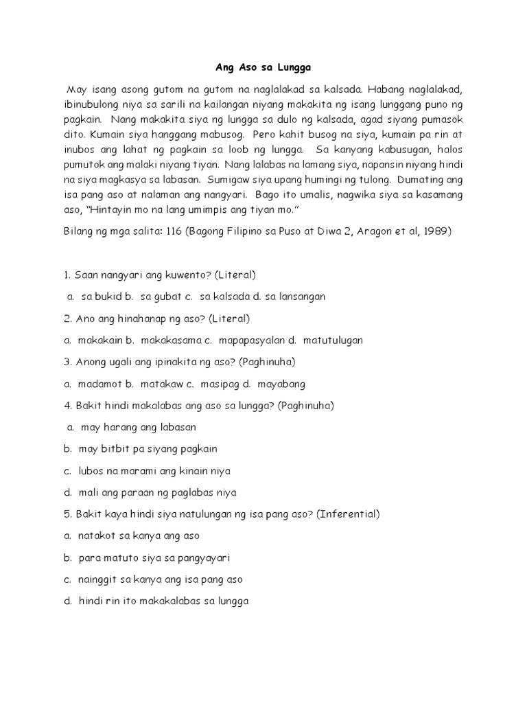 Ang Aso Sa Lungga Phil Iri | PDF