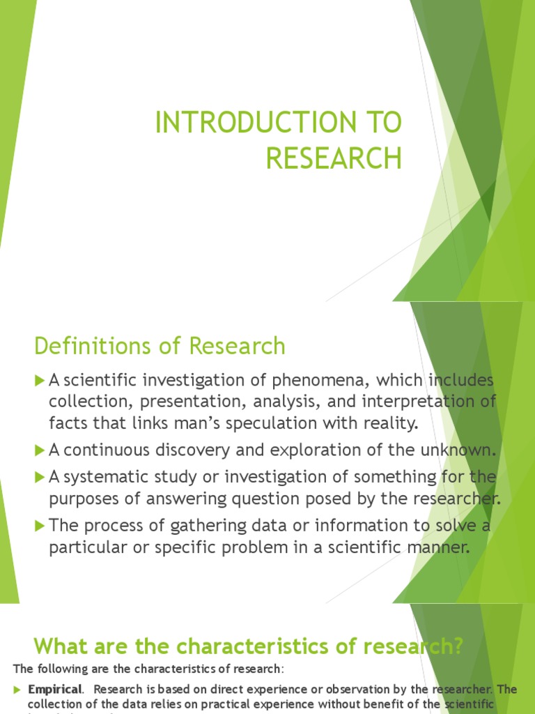 Introduction To Research | PDF | Statistics | Scientific Method