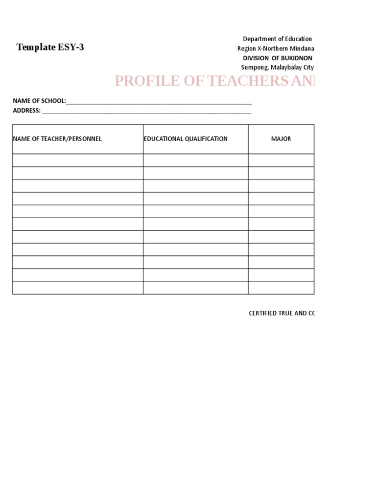 Teacher Profile Template for K to 12 | PDF