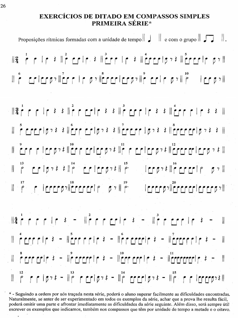 Exercícios de ditado rítmico em compassos simples | PDF | Ur | Ensino ...