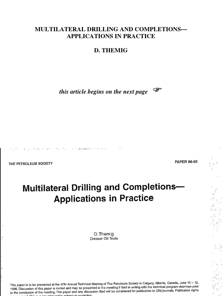 Multilateral Drilling and Completions - Applications in Practice D ...