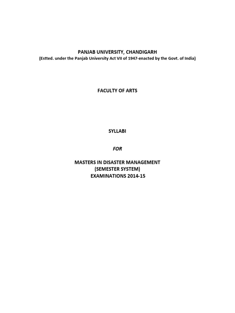 Disaster Management MA Syllabus | PDF | Sampling (Statistics ...