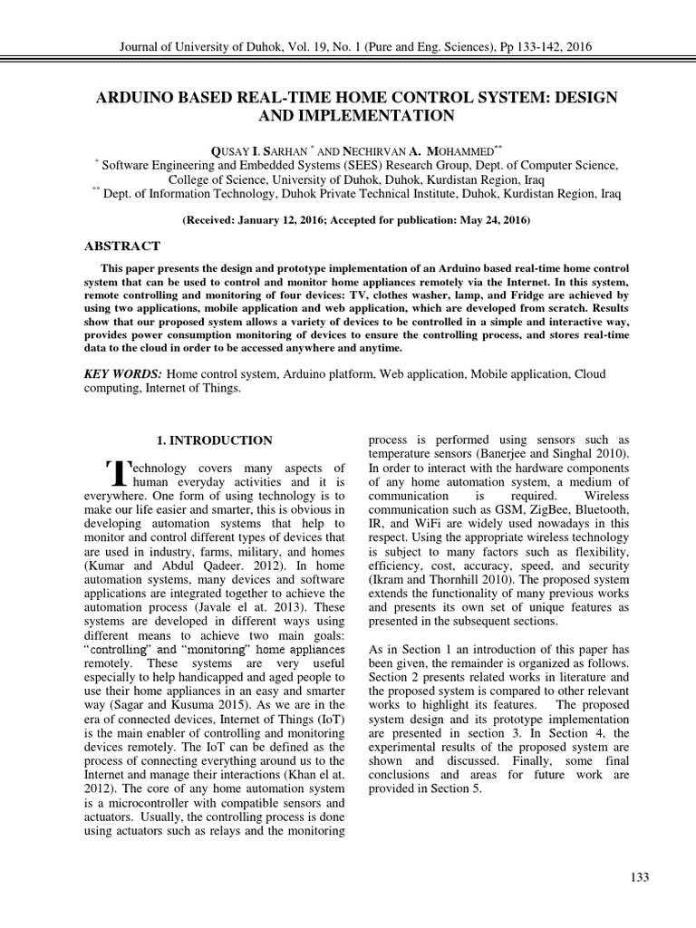 Arduino Based Real-Time Home Control Sys PDF | PDF | Mobile App | Ios