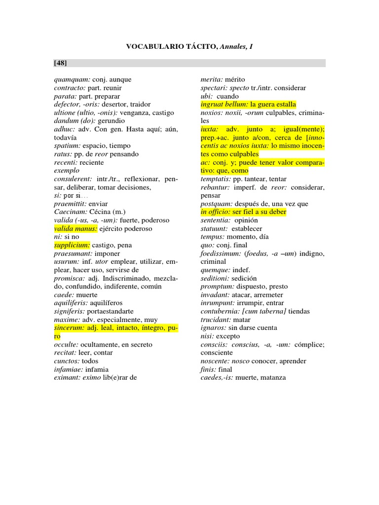 Vocabulario Tácito: Análisis y Términos | PDF | Arte