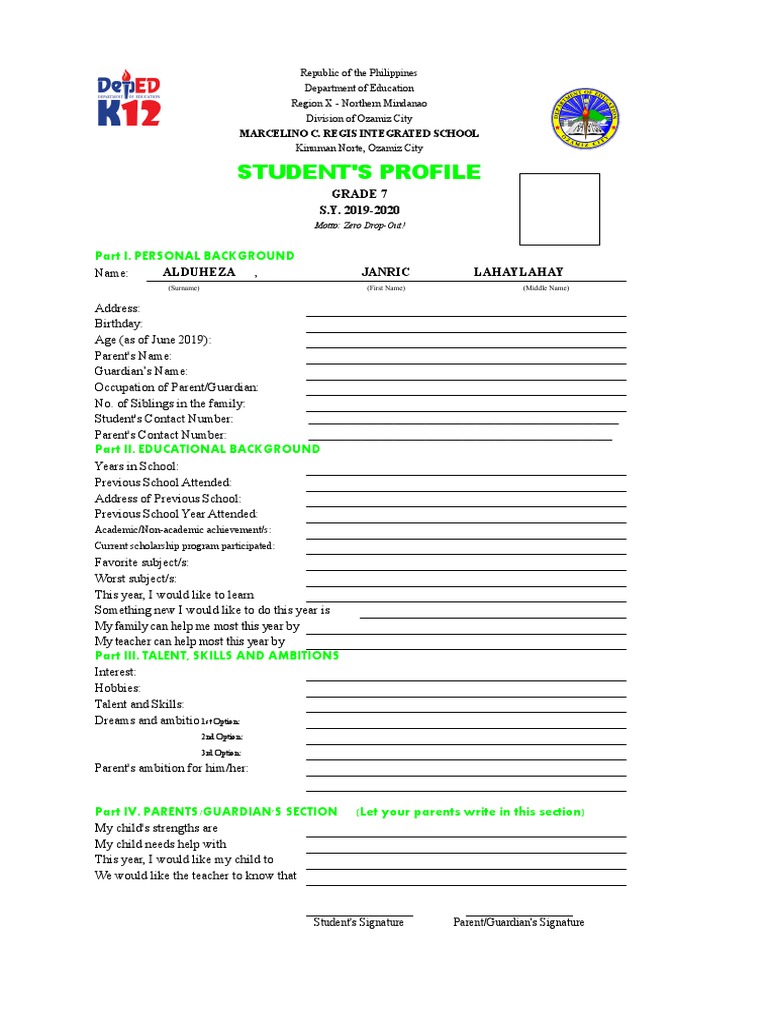Student Profile | PDF | Career & Growth | Wellness