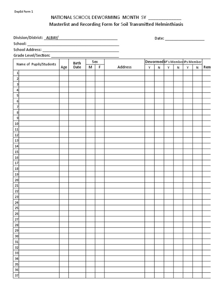 Deworming Forms July 2019 | PDF