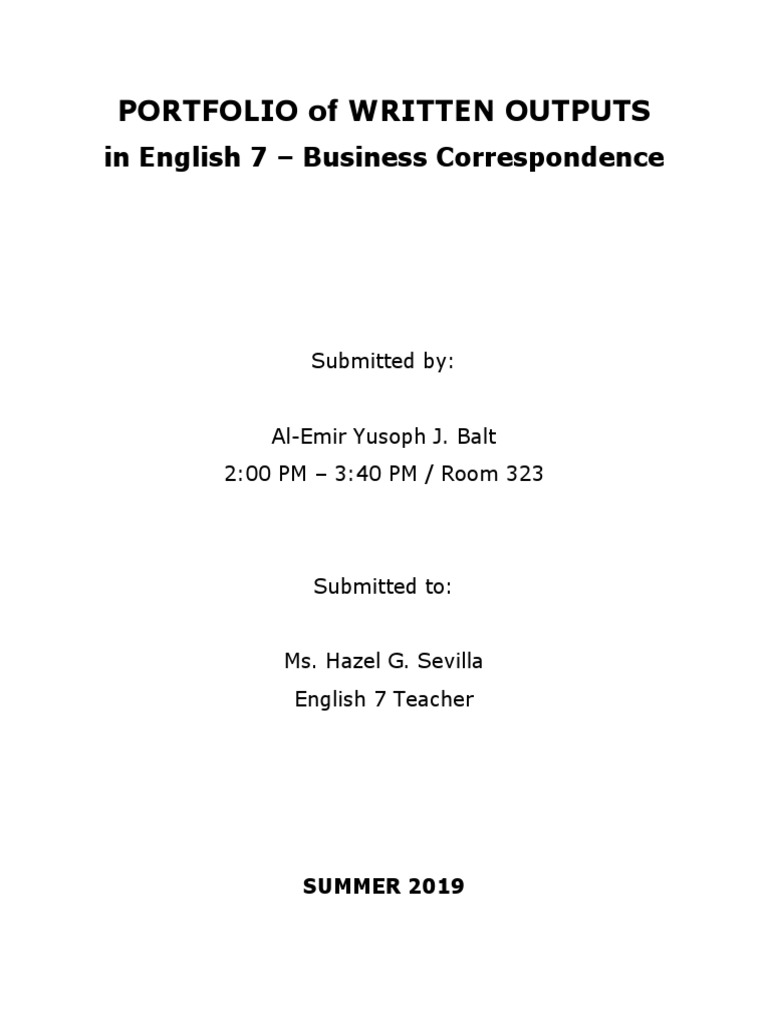 PORTFOLIO of WRITTEN OUTPUTS | PDF