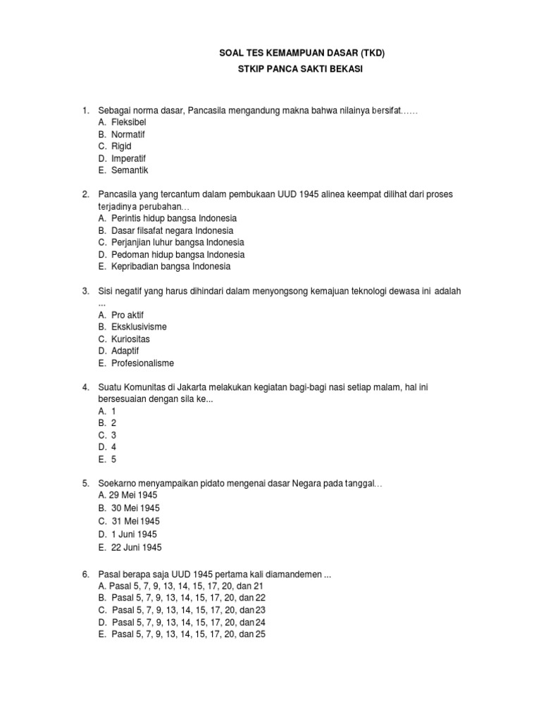 Soal TKD | PDF