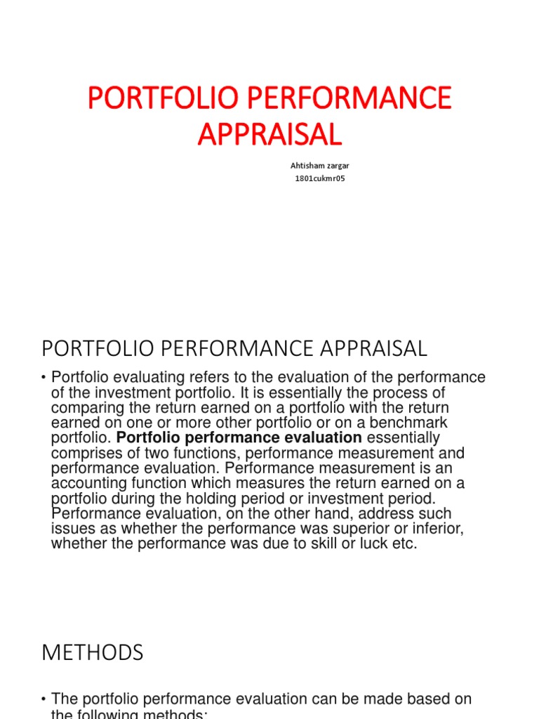 Portfolio Performance Appraisal: Ahtisham Zargar 1801cukmr05 | PDF ...
