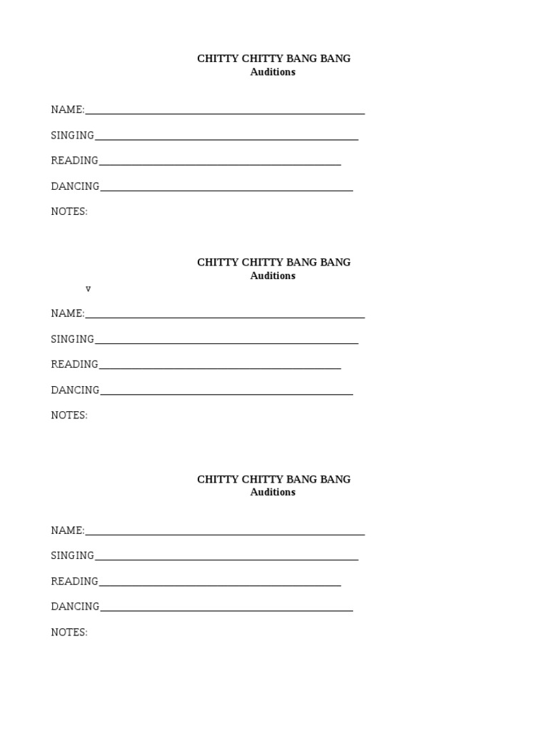 Audition Sign-Up Sheet | PDF