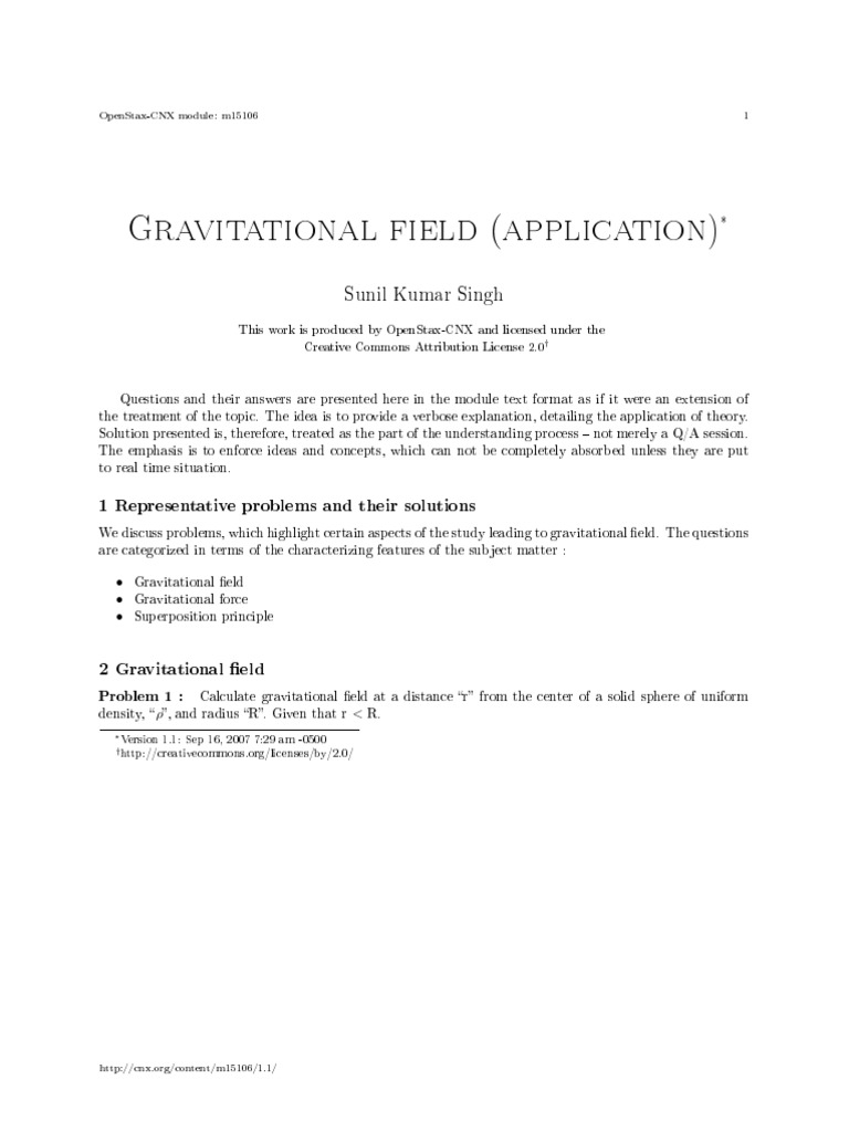 Gravitational Field Application 1 | PDF | Sphere | Mass