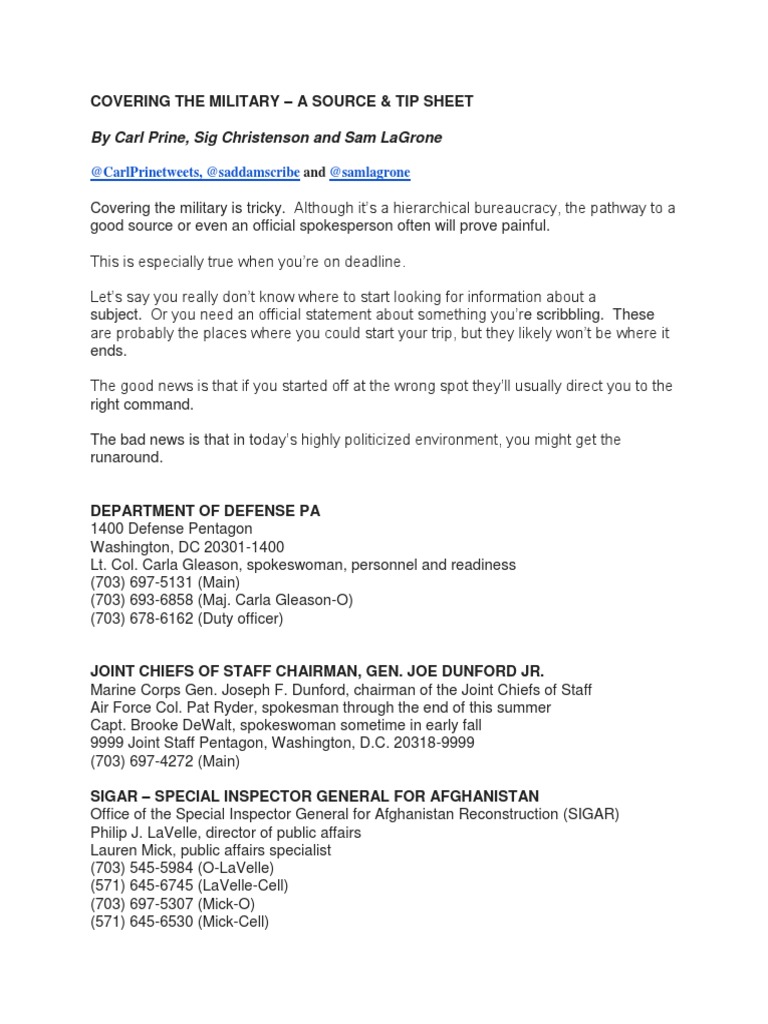 Covering The Military Tipsheet Ire19 | Download Free PDF ...