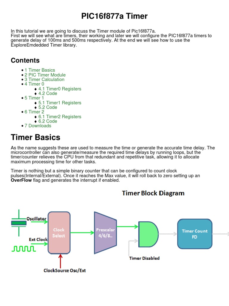 PIC16f877a Timer | PDF | Timer | Digital Technology