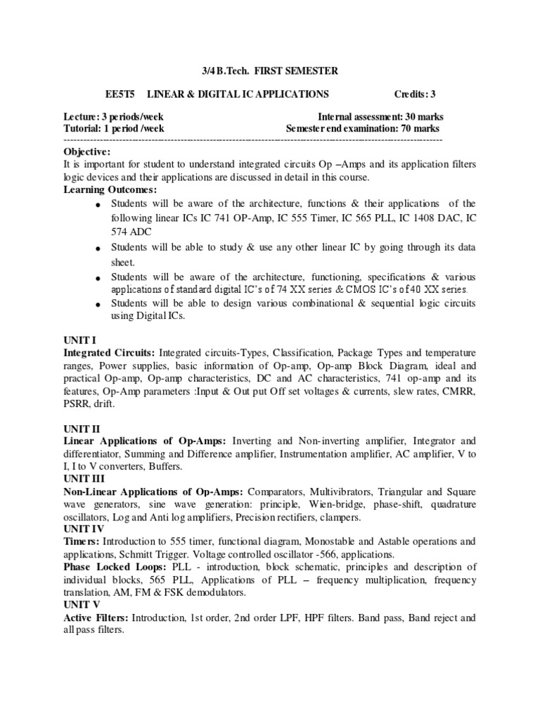 Linear & Digital IC Applications Course | PDF | Operational Amplifier ...