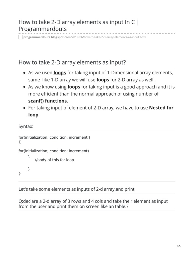 2d Input and Output | PDF | Array Data Structure | Control Flow