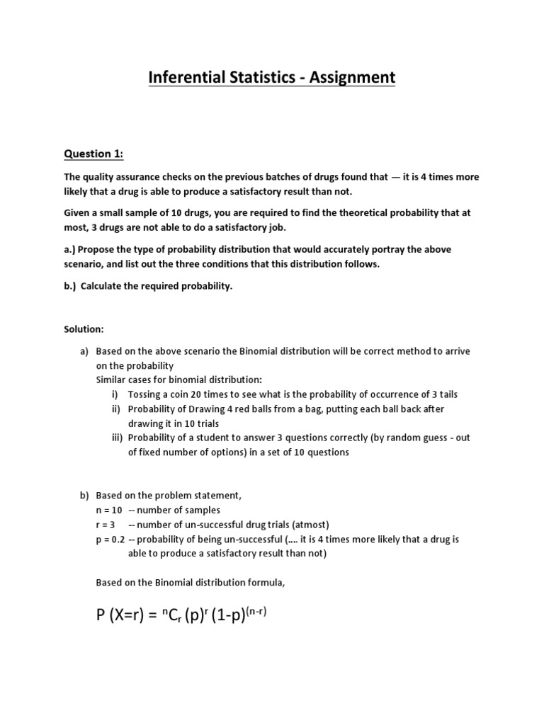 Statistics Assignment Pdf Type I And Type Ii Errors Confidence Interval