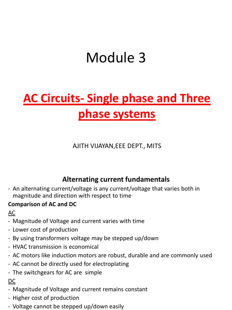 AC Circuits: Single & Three Phase Systems | PDF | Series And Parallel ...