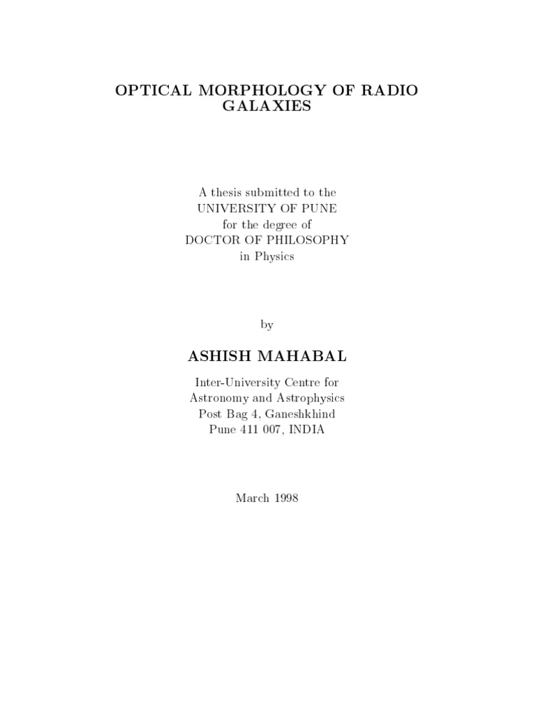 Mahabal 1998 Thesis | PDF | Galaxy | Stars
