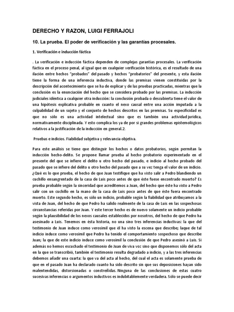 Derecho y Razon Luigi Ferrajoli | PDF | Evidencia (ley) | Razonamiento inductivo