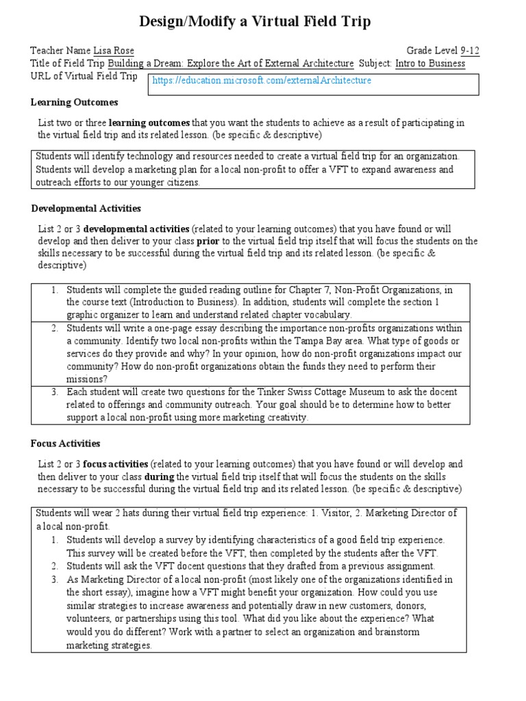 Virtual Field Trip: Architecture & Marketing | PDF | Museum | Nonprofit ...