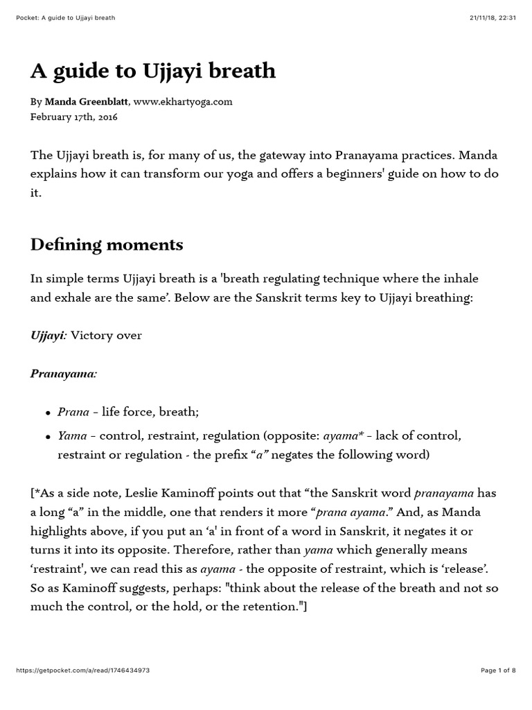 A Guide To Ujjayi Breath | PDF | Breathing | Ashtanga Vinyasa Yoga