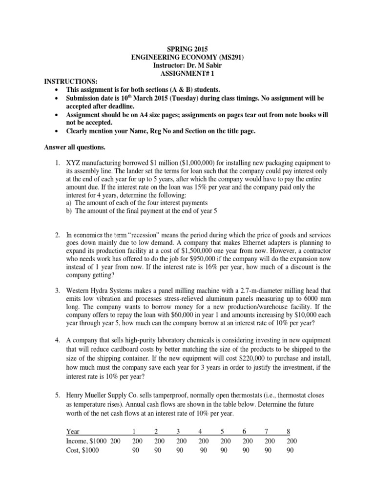 Assignment 1 | PDF | Interest | Interest Rates