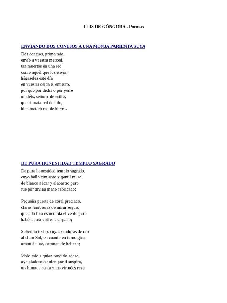 Luis de Góngora - Selección de Poemas | Descargar gratis PDF | Naturaleza
