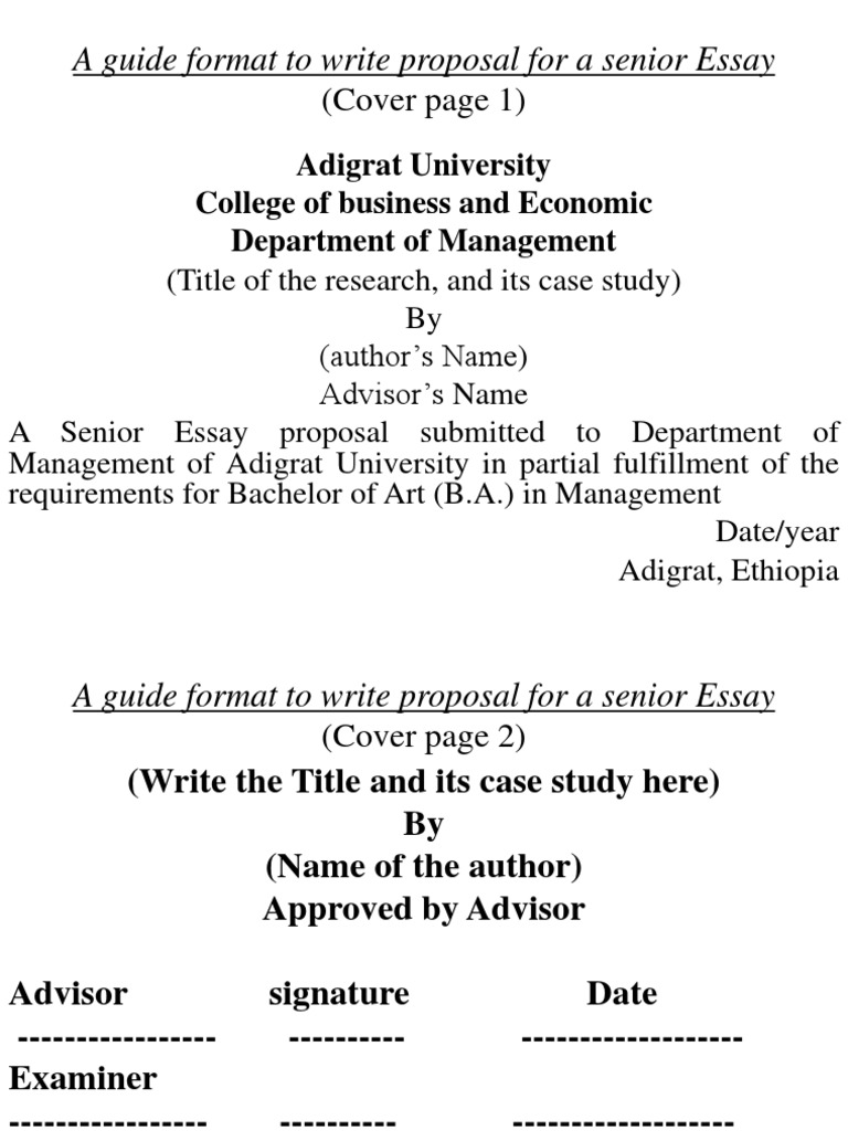 A Guide Format To Write A Senior Essay | PDF