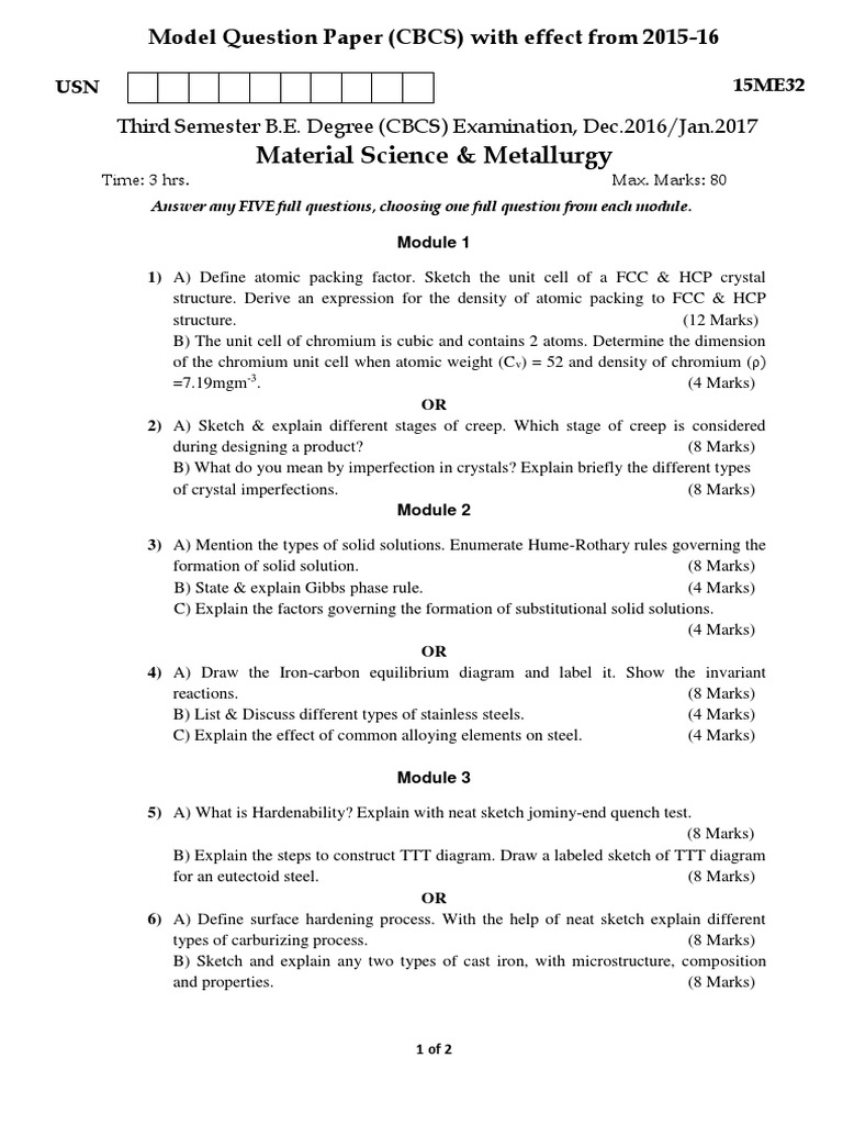 Material Science & Metallurgy: Third Semester B.E. Degree (CBCS ...