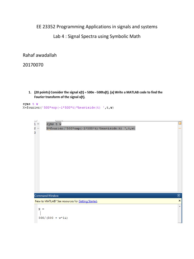 Signal Spectra in MATLAB: Lab 4 Guide | PDF