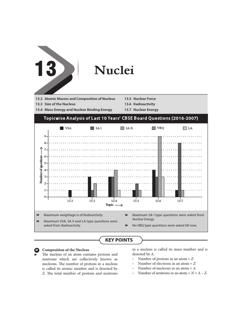 Nuclei For CBSE Physics Class XII Revision Notes | PDF | Radioactive ...