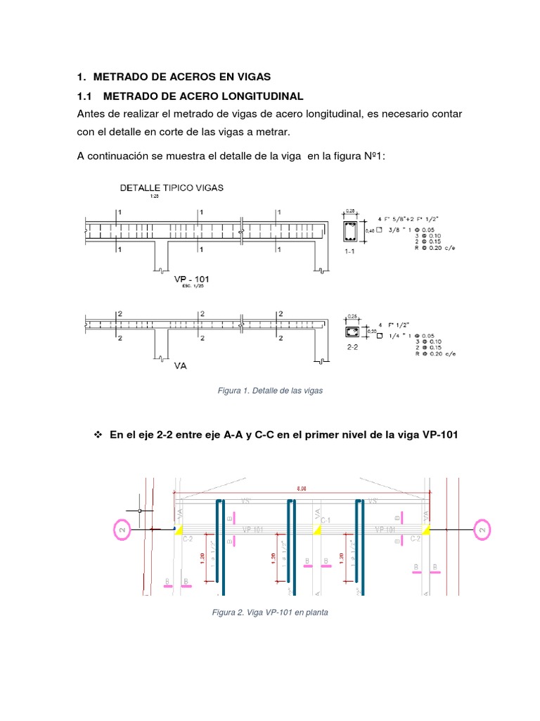 Metrado de Acero en Vigas | PDF | Carpintería | Carpintería