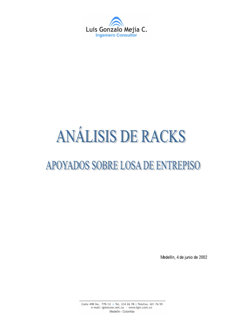 Analisis de Racks | PDF | Rigidez | Ingeniería mecánica