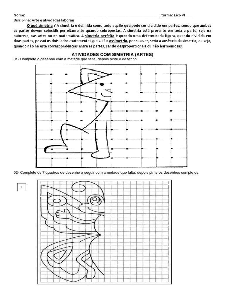 Atividades de Simetria para Artes 4º Ano | PDF