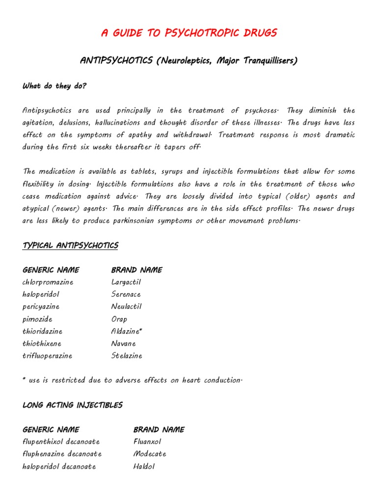 A Guide To Psychotropic Drugs | PDF | Antipsychotic | Clozapine