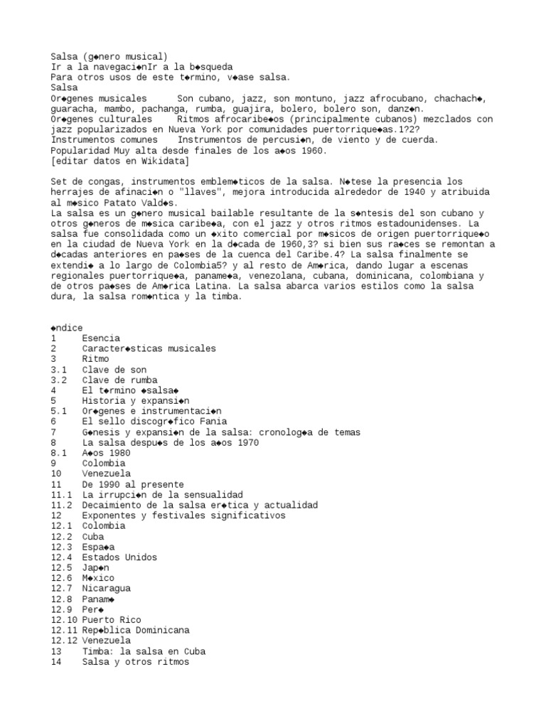 Salsa Wiki | PDF | Música caribeña | Subgéneros musicales