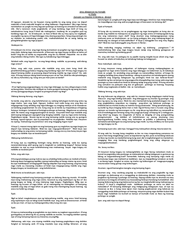 Ang Alegorya NG Yungib | PDF